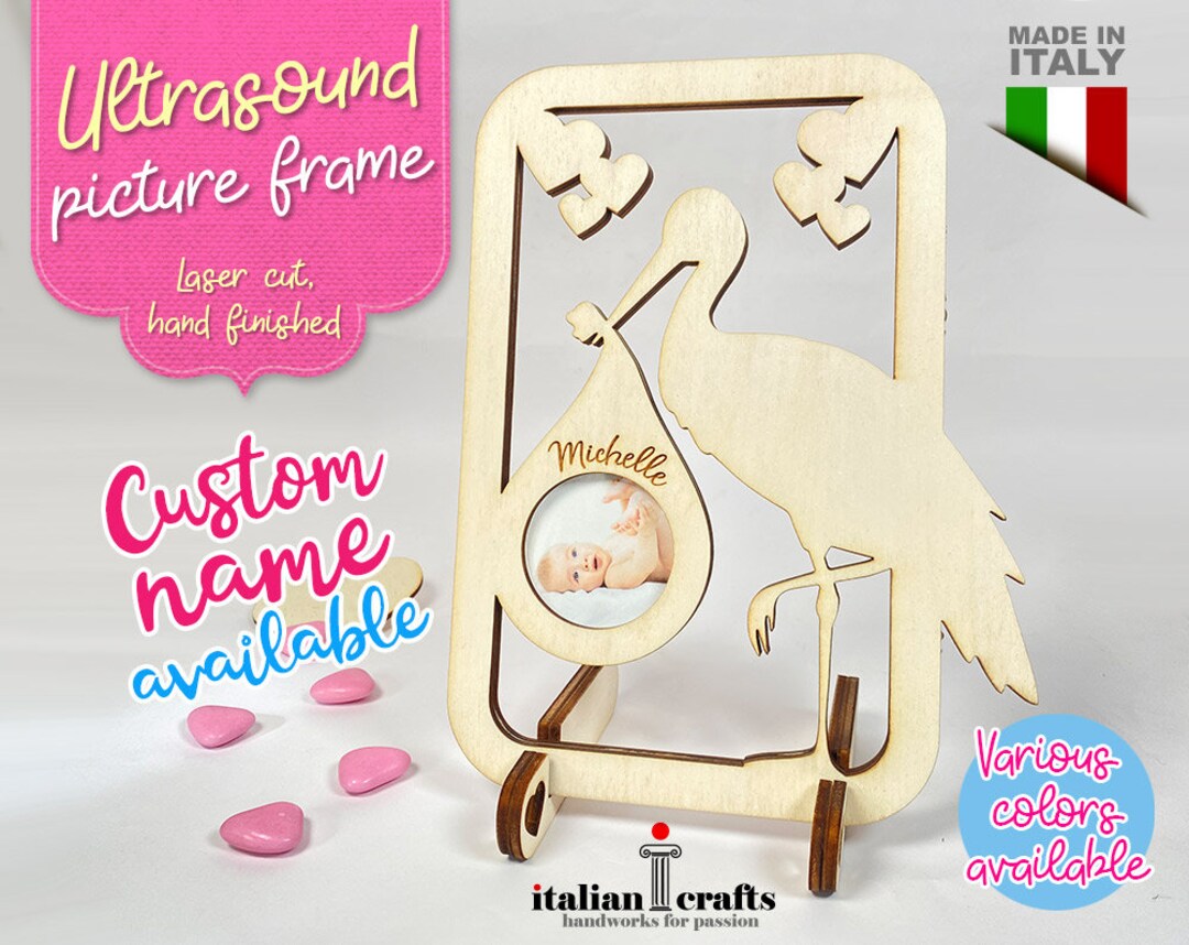 Stork Baby Picture Frame: Custom Ultrasound, Newborn Photo - Etsy