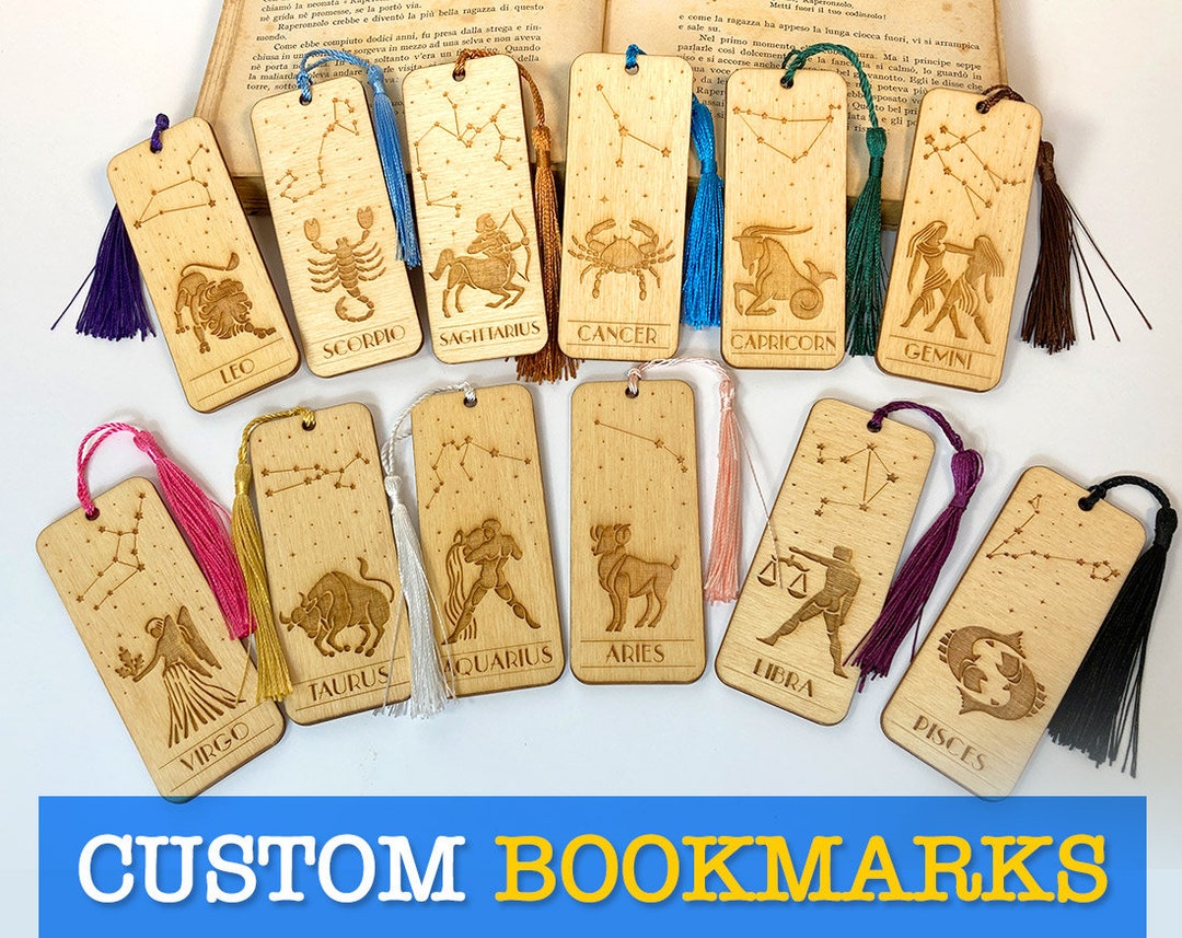 2 Bookamrks Zodiac Signs, Custom Bookmarks, Astrological Sign Gift - Etsy