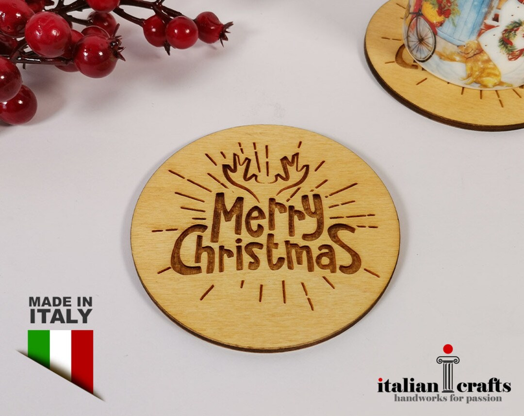 2 Christmas Wooden Coaster, Wood Coasters Personalized, Custom Coasters ...