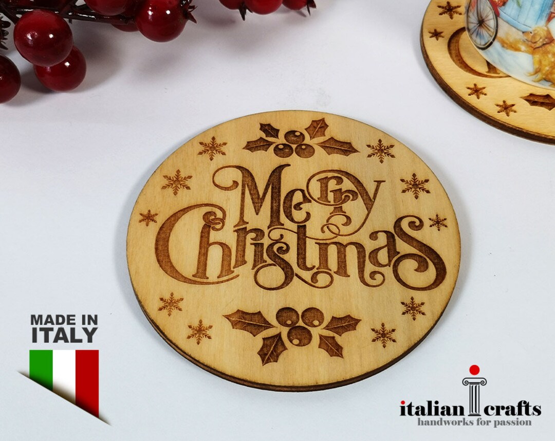 2 Christmas Wooden Coaster, Wood Coasters Personalized, Custom Coasters ...