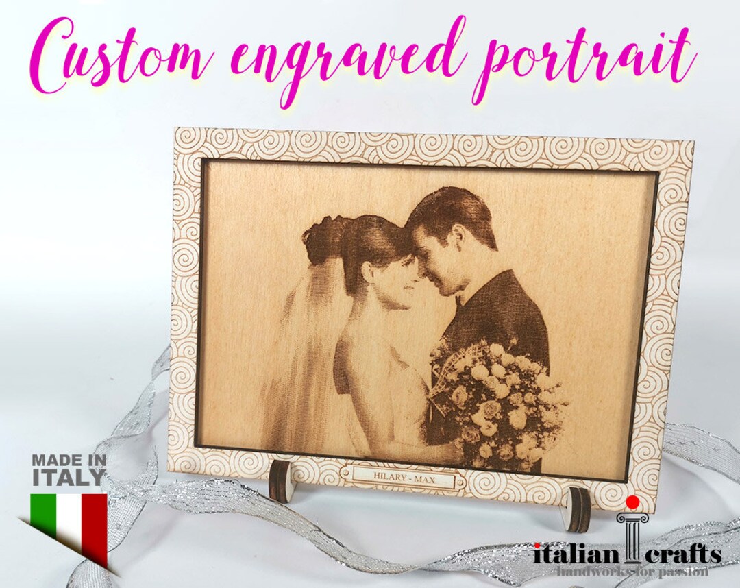 Wood Portrait, Photo Engraved Portrait, Custom Name Portrait, Circle ...