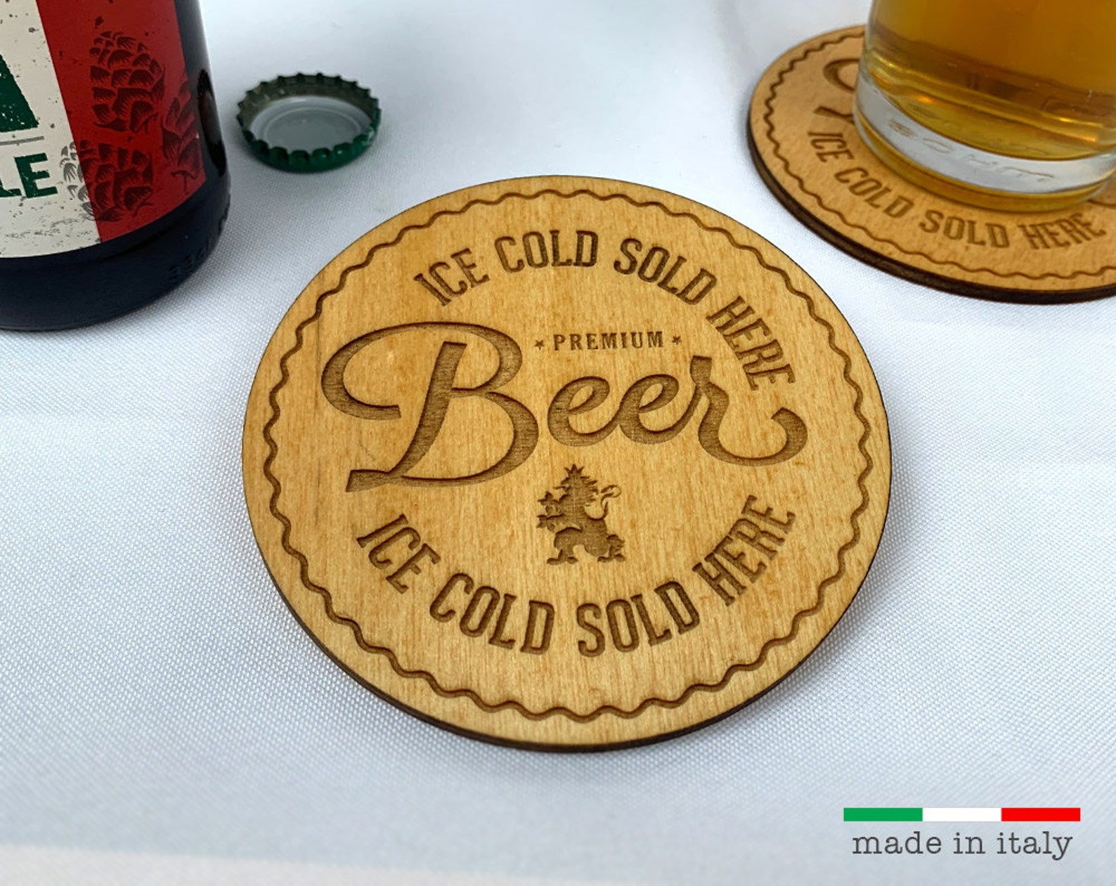 2 COASTER BEER Wood Coasters 2 Pieces Included Gift for - Etsy