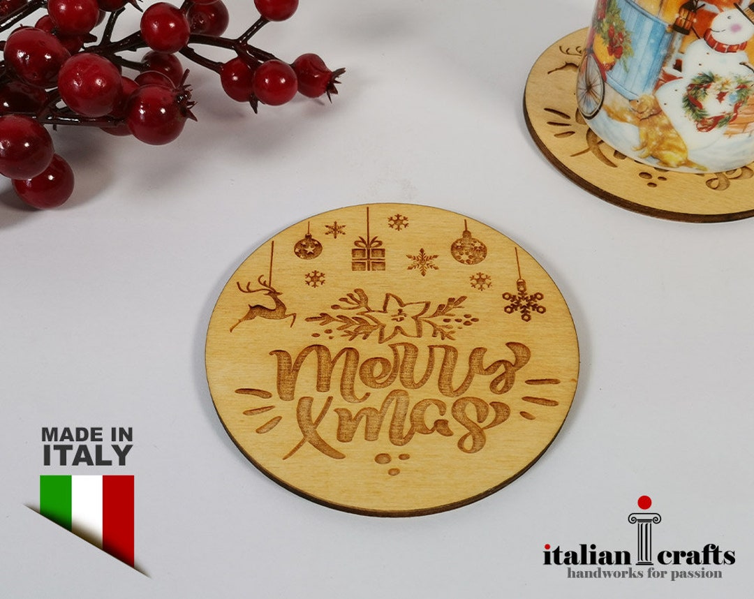 2 Christmas Wooden Coaster, Wood Coasters Personalized, Custom Coasters ...