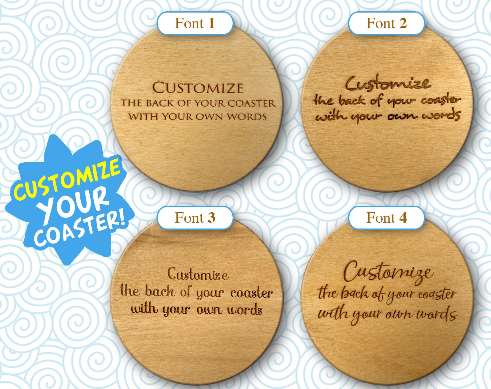 2 Christmas Wooden Coaster Wood Coasters Personalized Custom - Etsy UK