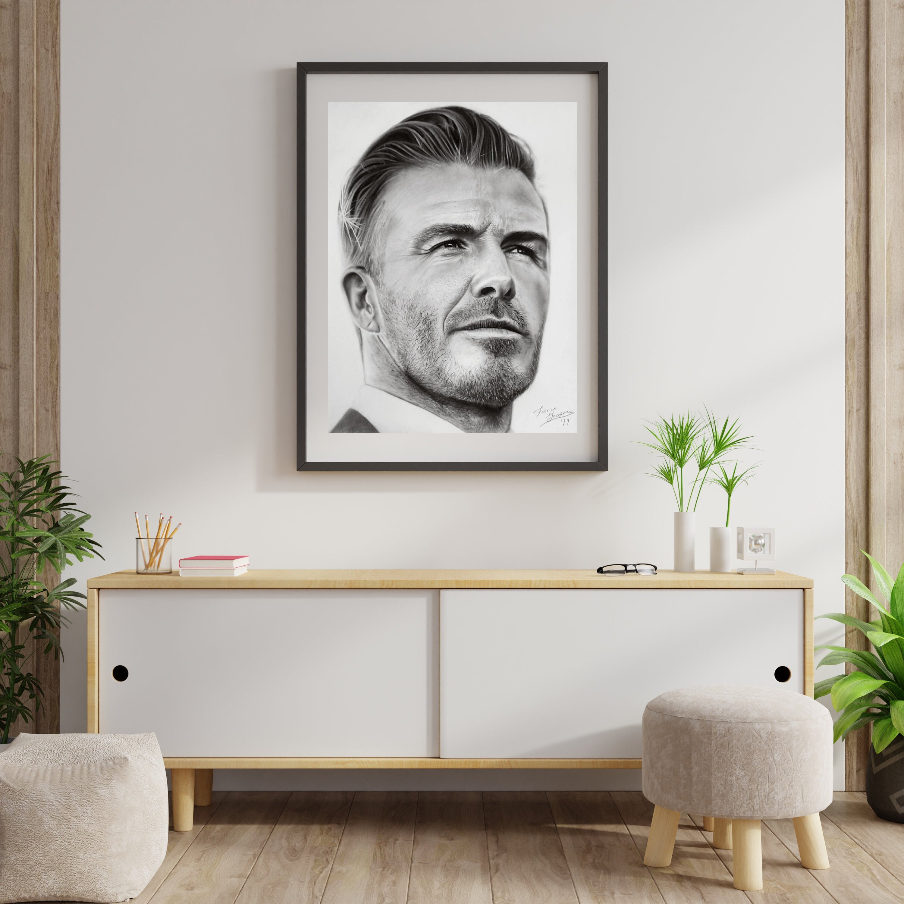 David Beckham Drawing Manchester United Real Madrid Fine Art Print ...