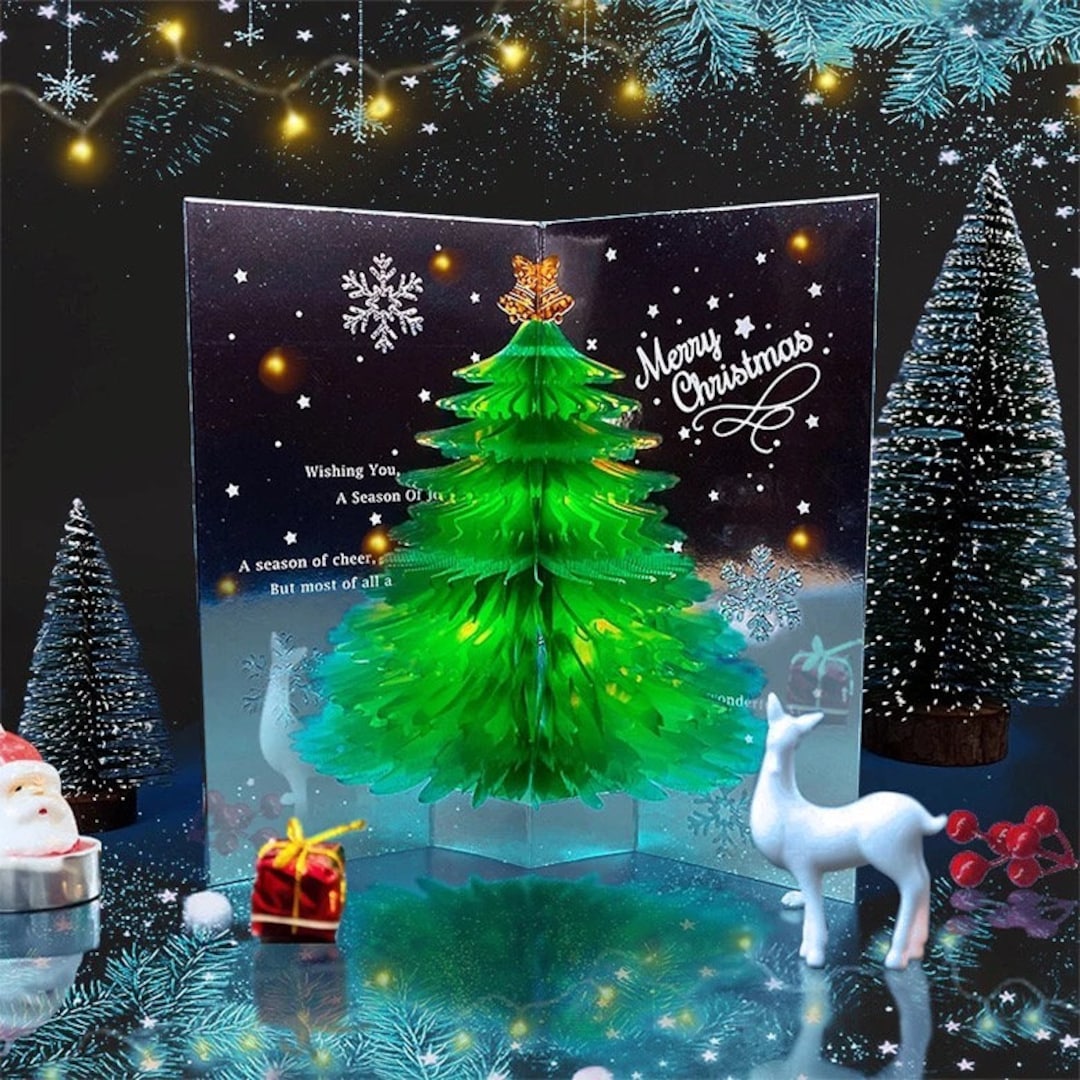 Pop up Christmas Card 3D Glitter Holiday Christmas Tree Greeting Card ...