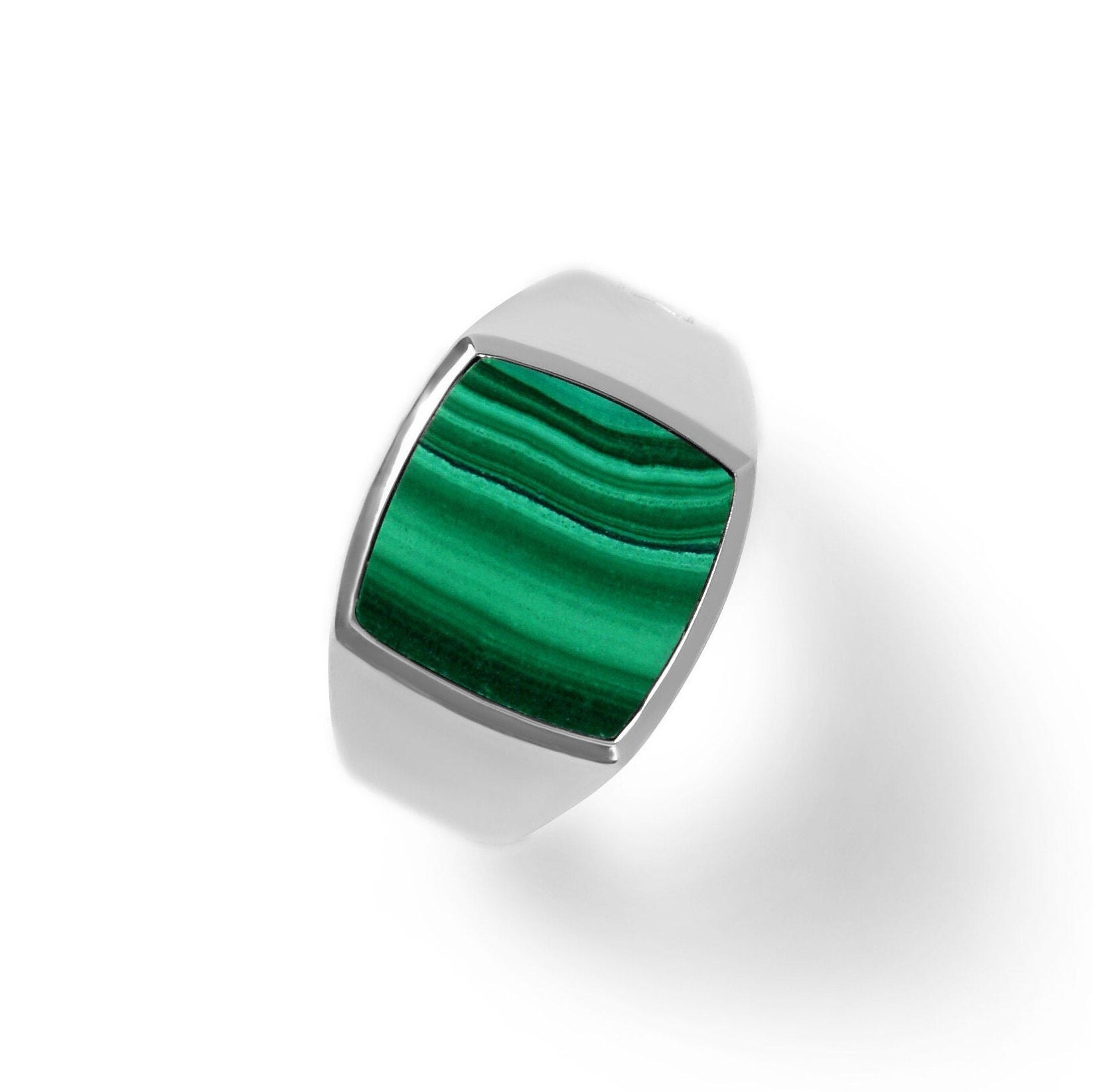 Men's ring silver with green stone signet ring from 925 | Etsy