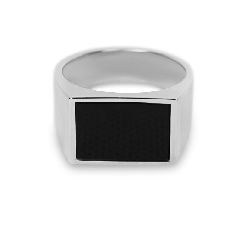 Silver and Black Mens Ring - Etsy