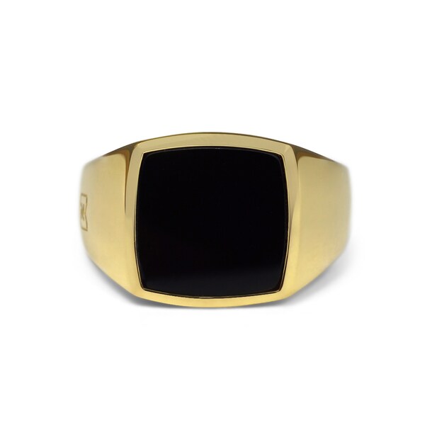Gold Ring With Black Stone Men - Etsy
