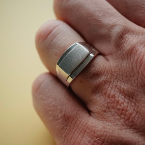 Men's Ring Silver Gold Signet Ring Men's Ring Minimalist 925 Sterling ...
