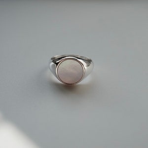 Signet Ring Men Silver Handmade Ring With Stone Mother of Pearl in 925 ...