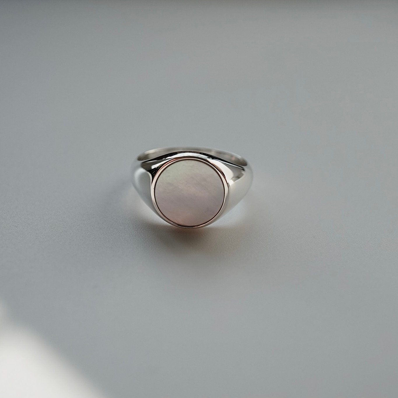 Signet Ring Men Silver Handmade Ring With Stone Mother of Pearl in 925 ...