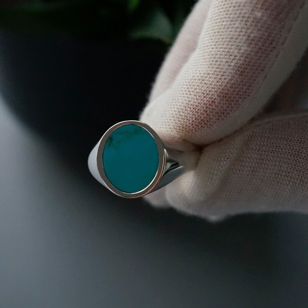 Signet Ring Men Silver Handmade Ring 925 Sterling Silver Round With ...