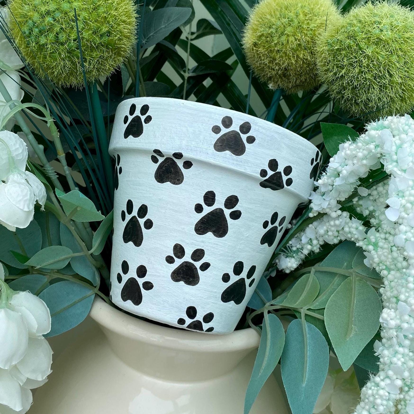 Hand Painted Paw Print Plant Pot - Etsy