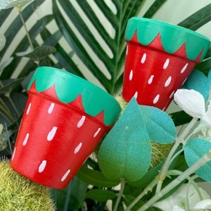 Hand Painted Mini Strawberry Plant Pot - Etsy
