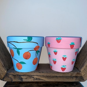 Hand Painted Strawberry Plant Pot, Gift, Present, Garden Lovers, Plants ...