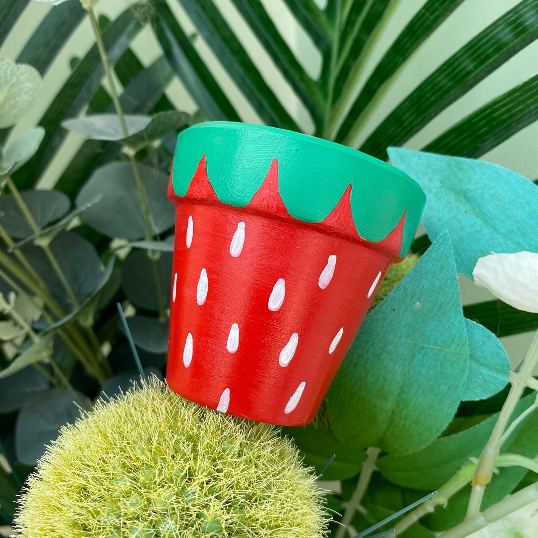 Hand Painted Mini Strawberry Plant Pot - Etsy