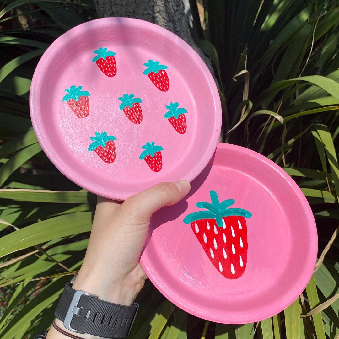 Hand Painted Strawberries Plant Pot Dish/trinket Dish - Etsy