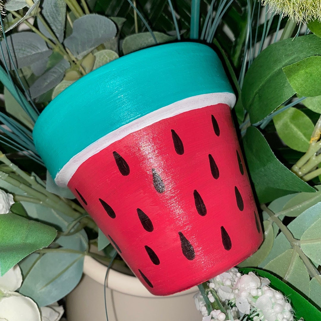 Hand Painted Watermelon Plant Pot - Etsy