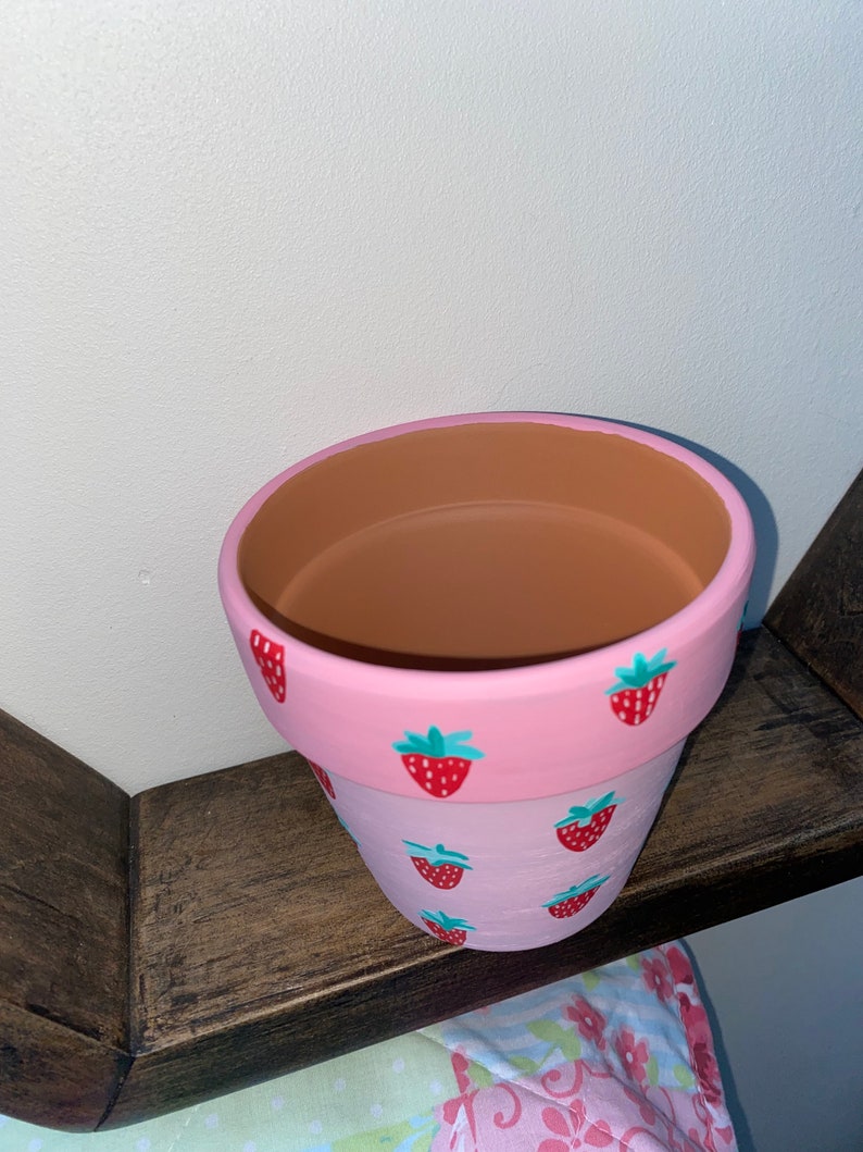 Hand Painted Strawberry Plant Pot, Gift, Present, Garden Lovers, Plants ...