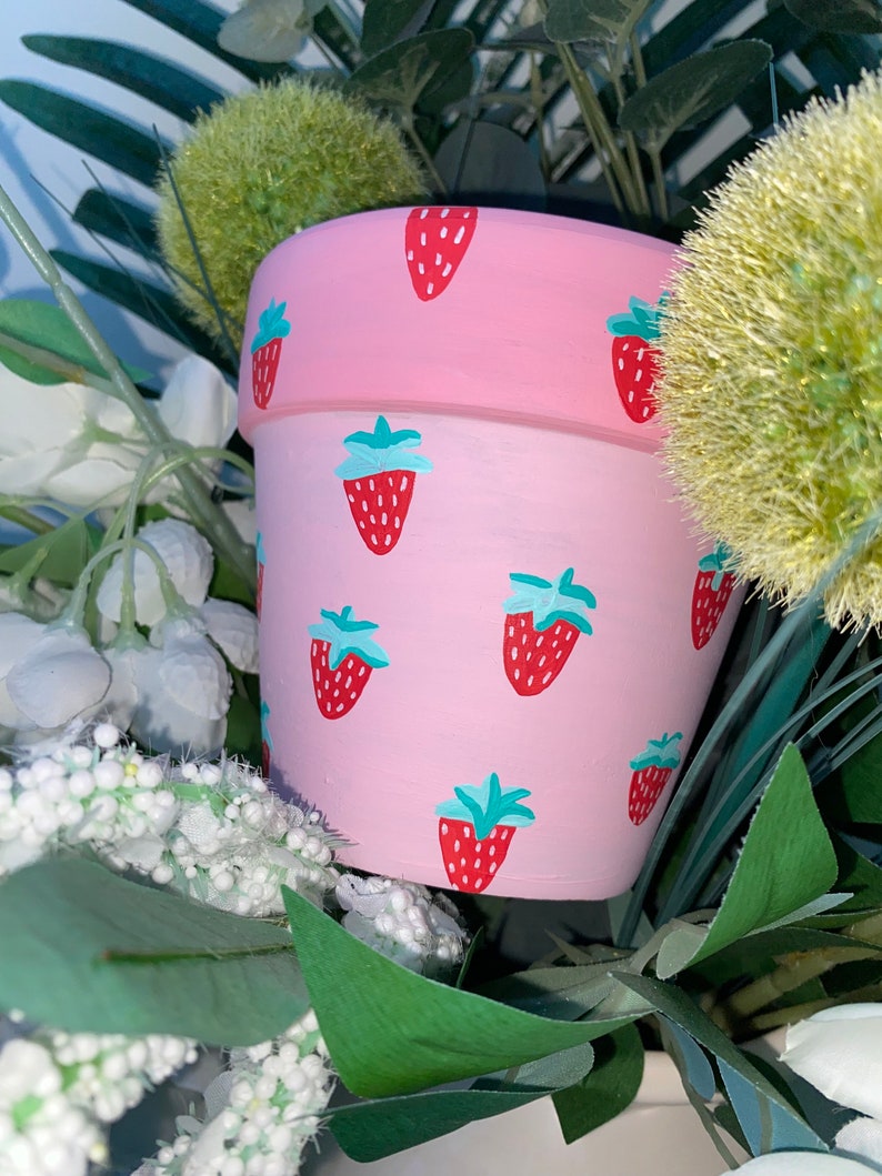 Hand Painted Strawberry Plant Pot, Gift, Present, Garden Lovers, Plants ...