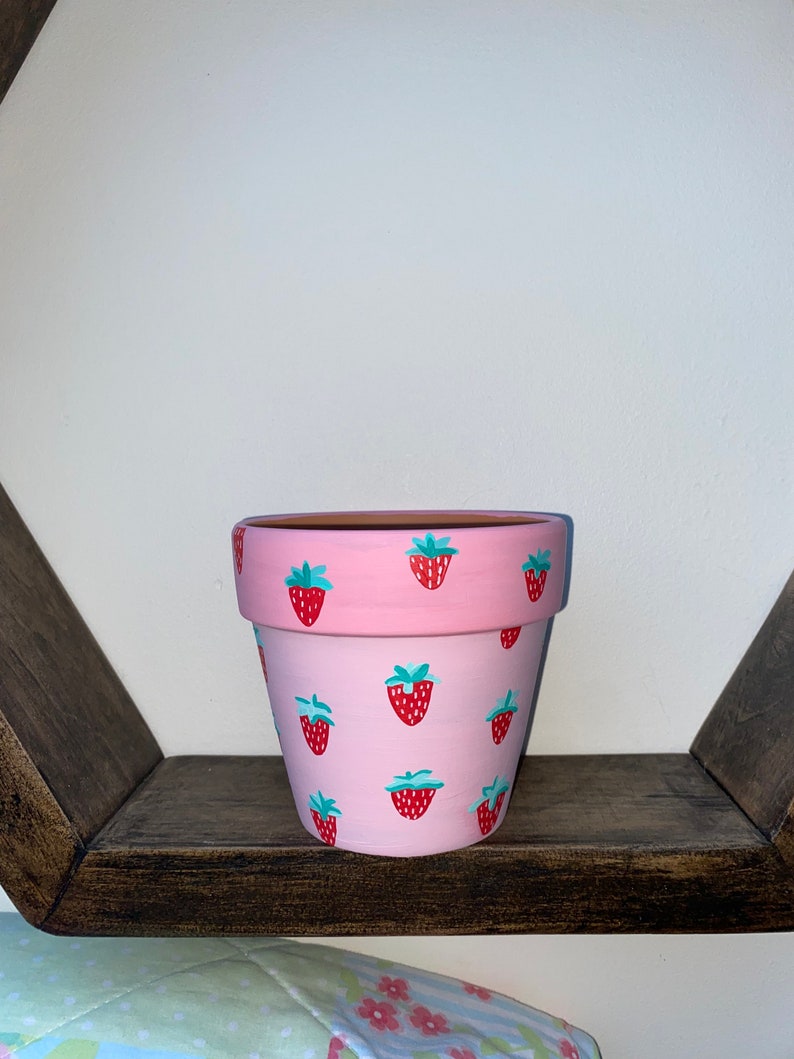 Hand Painted Strawberry Plant Pot, Gift, Present, Garden Lovers, Plants ...