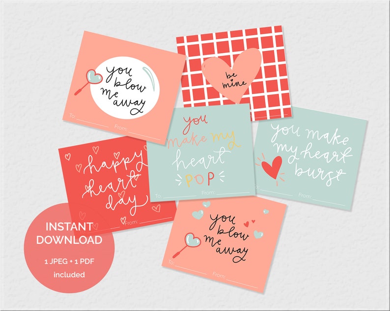 Bubble Valentines Day Tag Kids Printable Valentine Tag | Etsy