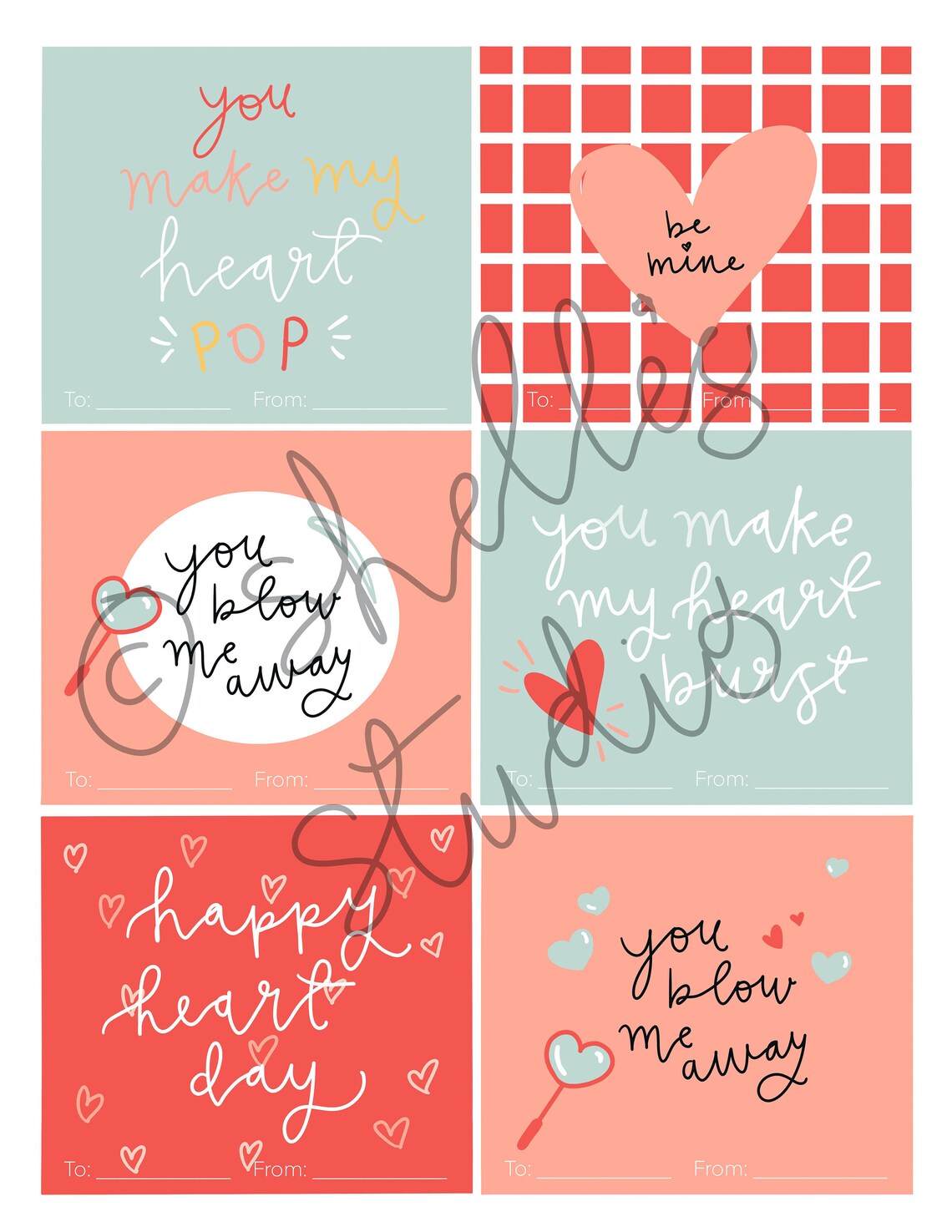 Bubble Valentines Day Tag Kids Printable Valentine Tag | Etsy