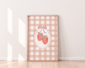 Strawberry Print | Cute Country Kitchen Decor | Vintage Kitchen ...