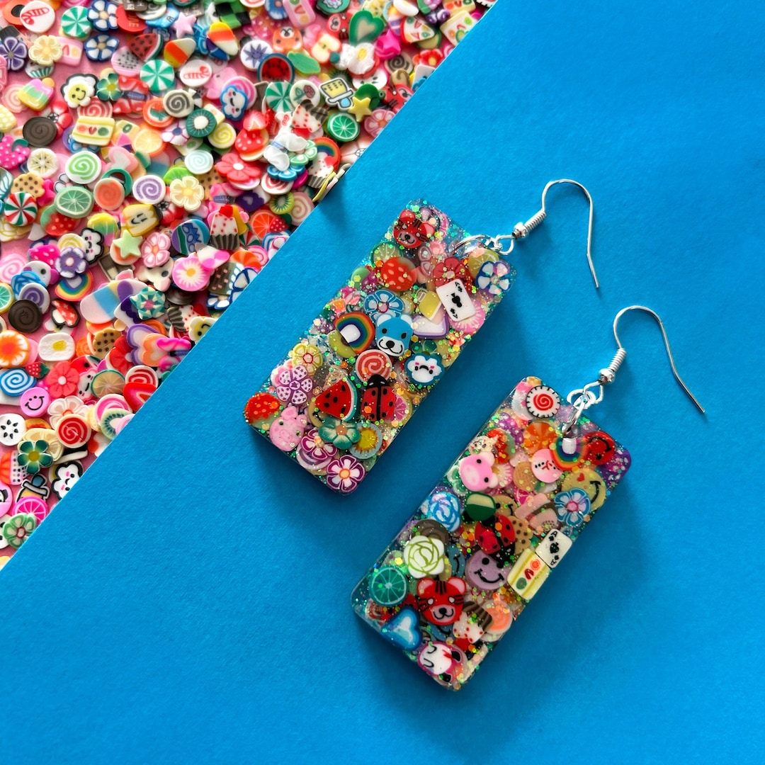 Totally Random Earrings- One of a Kind - Quirky - Resin - Bespoke - Fun ...
