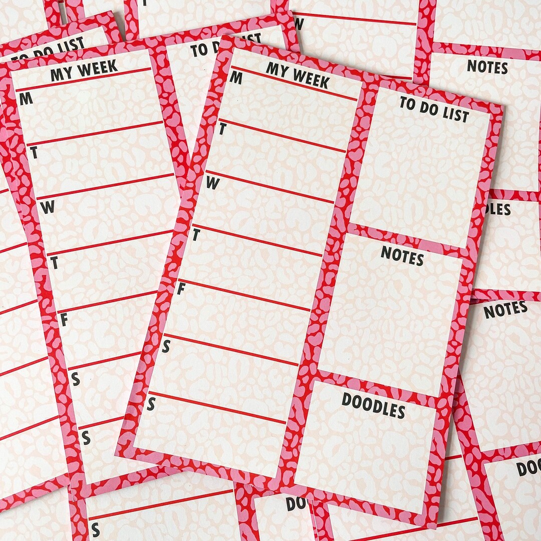 A4 Cheeky Bit of Cheetah Weekly Planner Pink Red Back to School Work ...