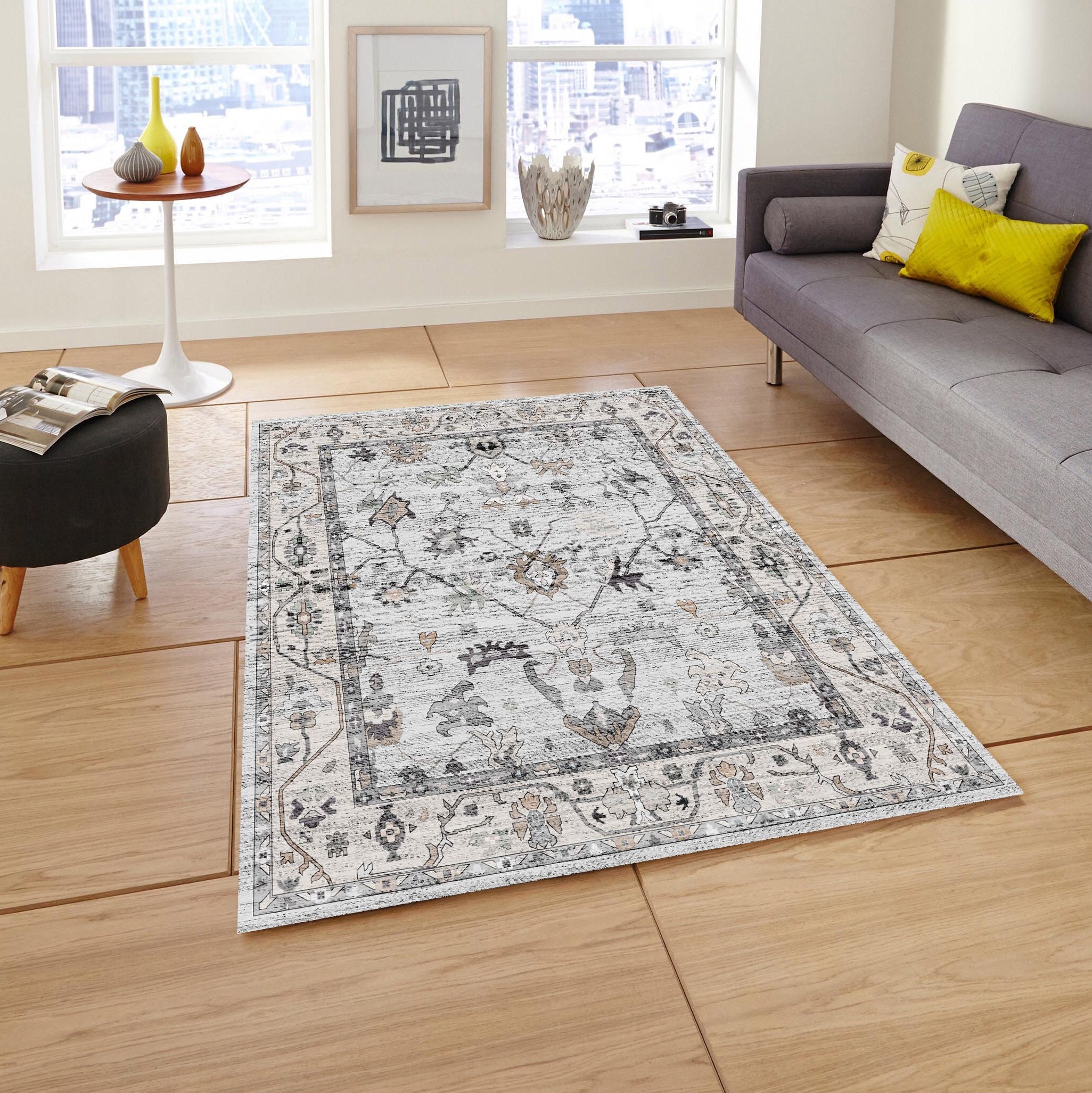 Traditional Oushak Rug, Muted Vintage Shades of Light Gray , 3x5 4x6 ...