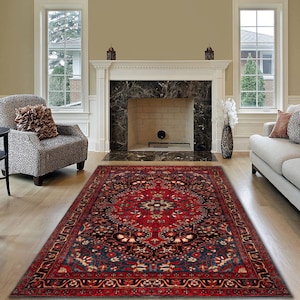 Special Red Blue Area Rug Carpet Machine Washable Mat Living Room ...