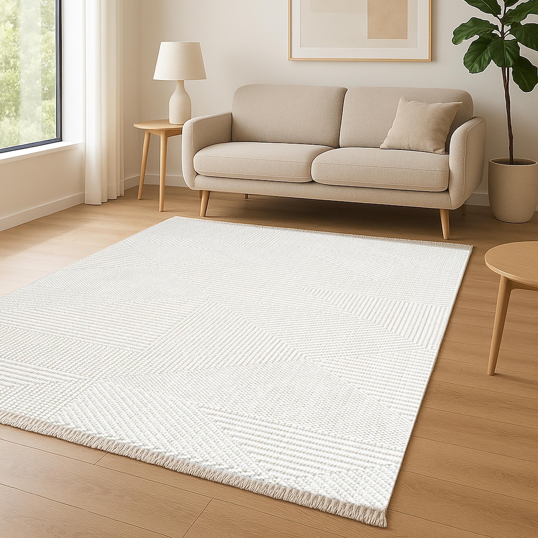Large White Rug , White Area Rug, Living Room Rug, Neutral Color Rug ...