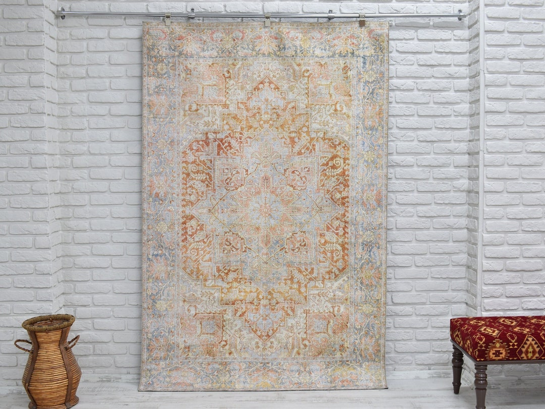 Area Rug 5x7, Turkish Rug, Earthtones Terracotta Geometric Vintage ...