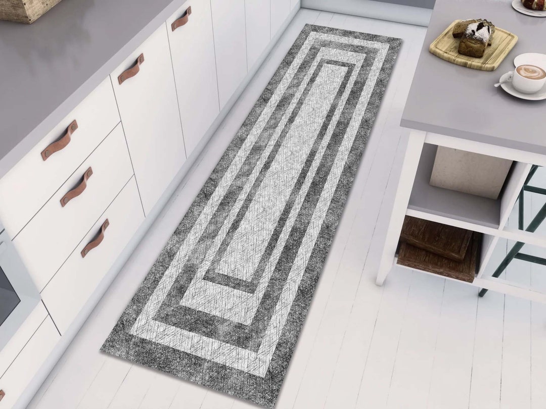 Geometric Neutral Gray Rug, Contemporary Small Medium Oversized Runner ...