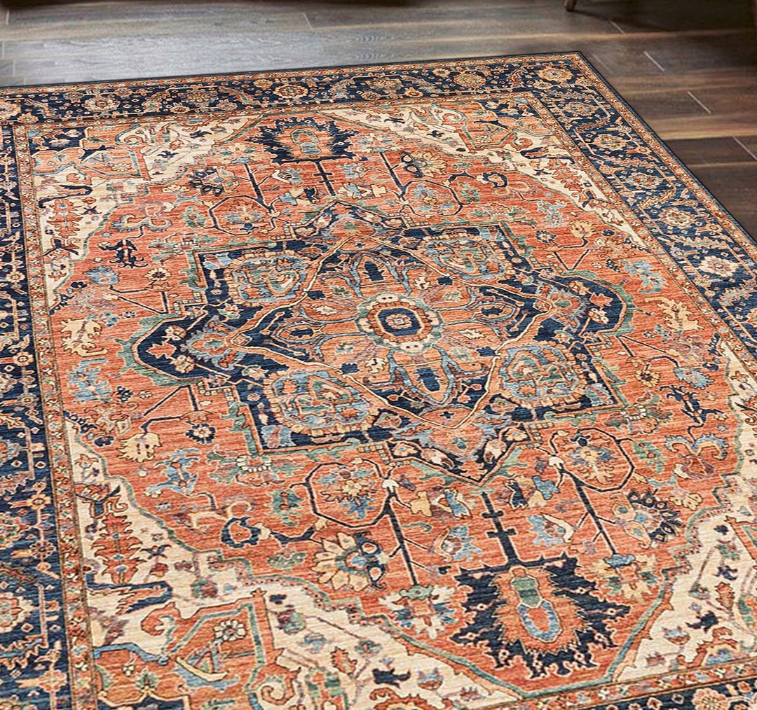Antique Heriz Pattern Area Rug / Best Quality Rug Made in Turkey / Area ...