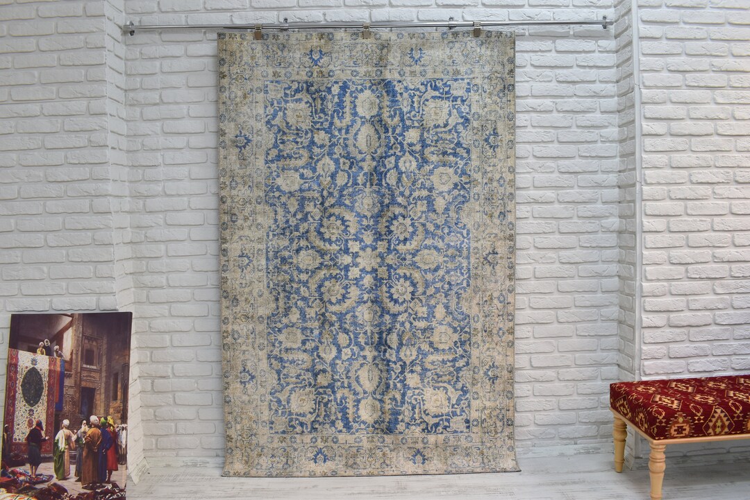 Oushak Rug Blue - Floor Rug - Small Large Turkish Rugs - Washable Rug ...