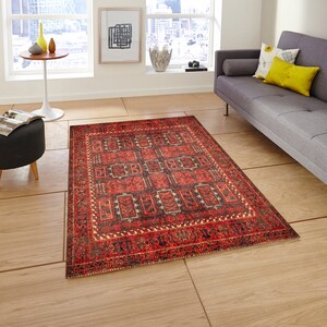 Red Turkish Rug, Afghan Rug, Red Kilim Rug, Mid Century Modern ...