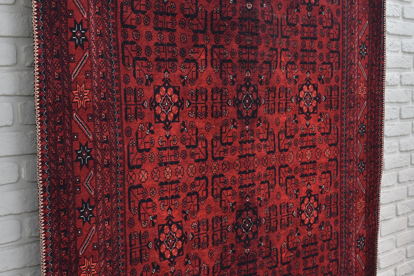 Red Afghan Rug 6x9 Area Rug Rustic Decor Bold Red Rug 5x8 - Etsy