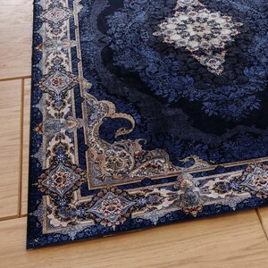 2x3 3x5 Turkish Rug, Oriental Dark Blue Rug for Entryway Living Room ...