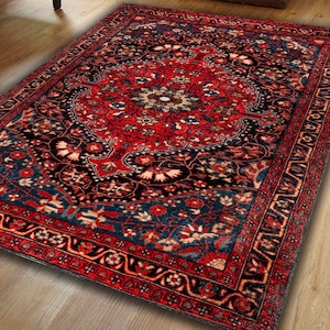 Special Red Blue Area Rug Carpet Machine Washable Mat Living Room ...