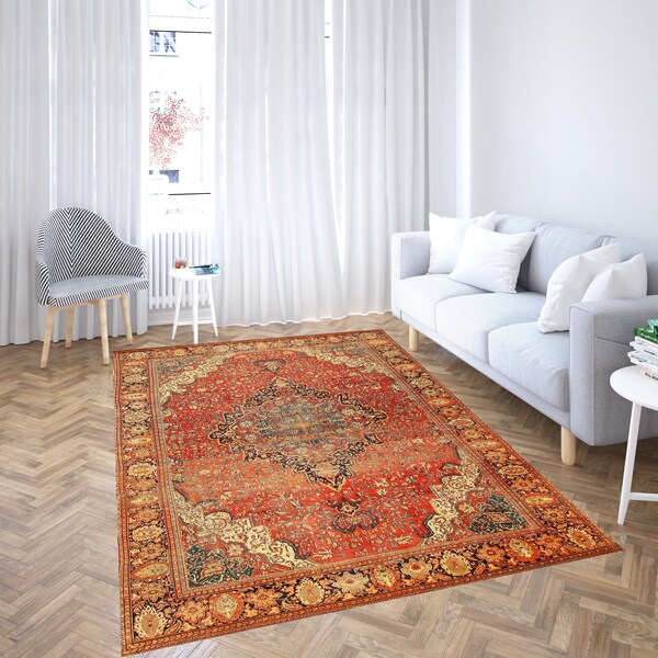 Red Persian Rug - Etsy