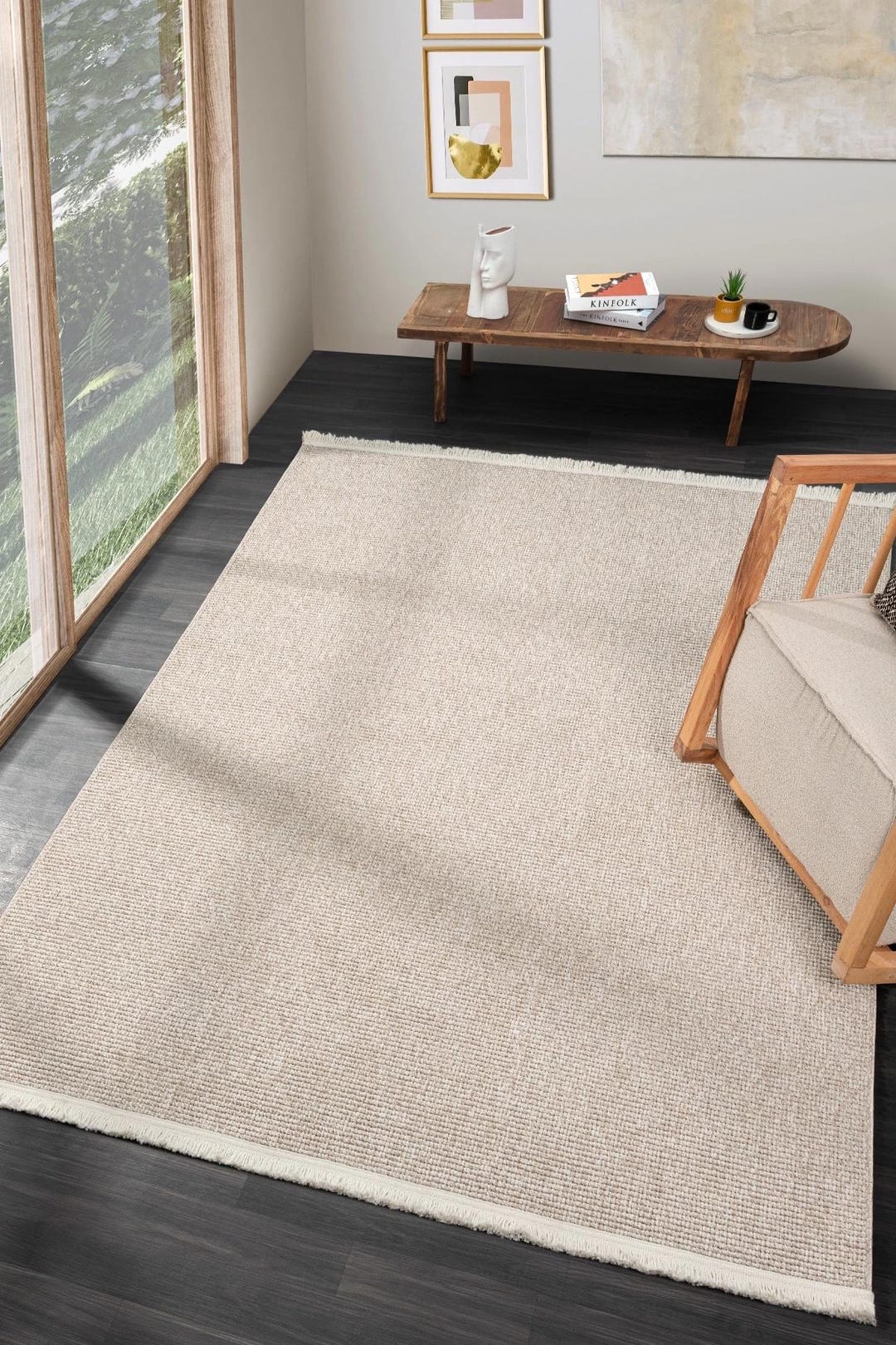 Premium Quality Modern Beige Area Rug, Contemporary Woven Area Rug for Modern Living Room ...