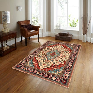 Red Green Persian Style Traditional Rug Non Slip Machine Washable ...