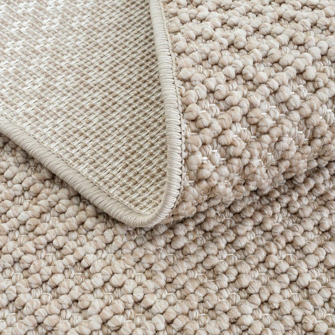 Custom Size Cozy Area Rug High & Low Pile Taupe Beige Rug Woven Modern ...