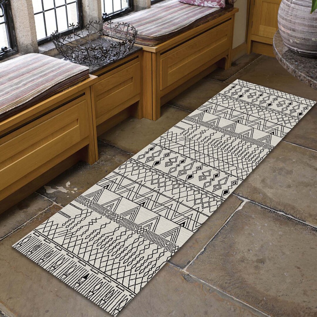 Moroccan Design Aztec RUNNER RUG, Hallway Staircase Cotton Runner ...