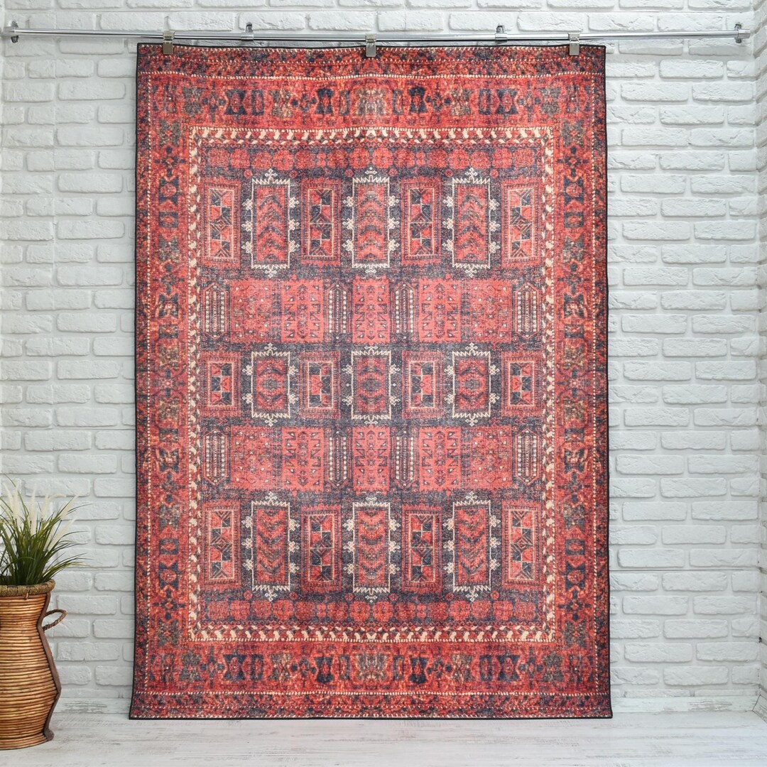 Red Turkish Rug, Afghan Rug, Red Kilim Rug, Mid Century Modern ...