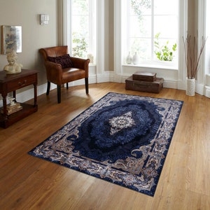 2x3 3x5 Turkish Rug, Oriental Dark Blue Rug for Entryway Living Room ...