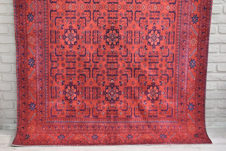 Red Afghan Rug 5x8 Area Rug Rustic Decor Red Rug Aesthetic - Etsy